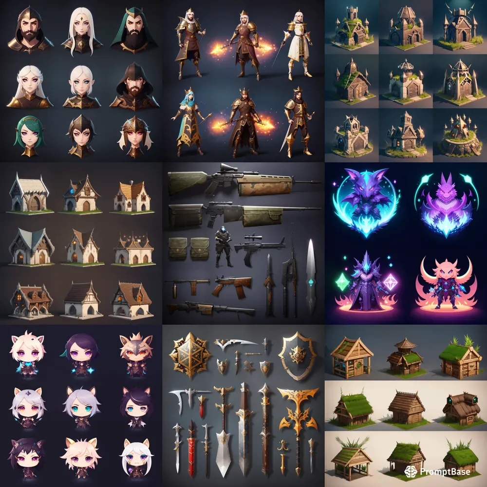 Endless Game Assets Stable Diffusion Prompt | PromptBase