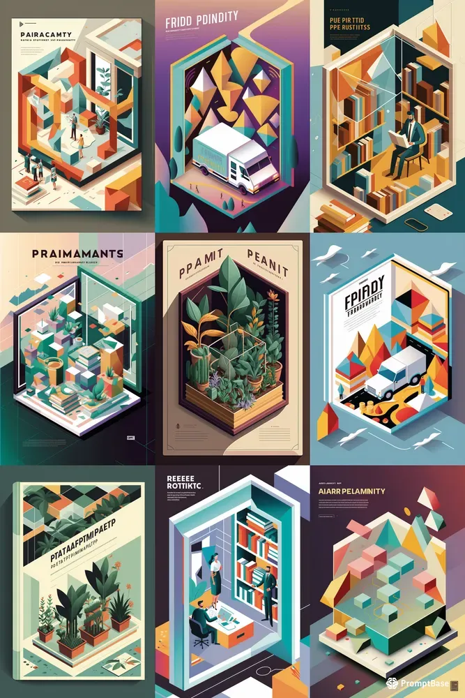 Isometric Flat Business Book Covers Midjourney Prompt | PromptBase
