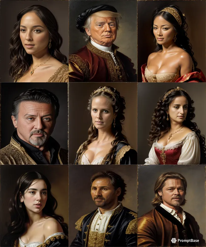 Baroque Celebrity Portraits Stable Diffusion Prompt | PromptBase
