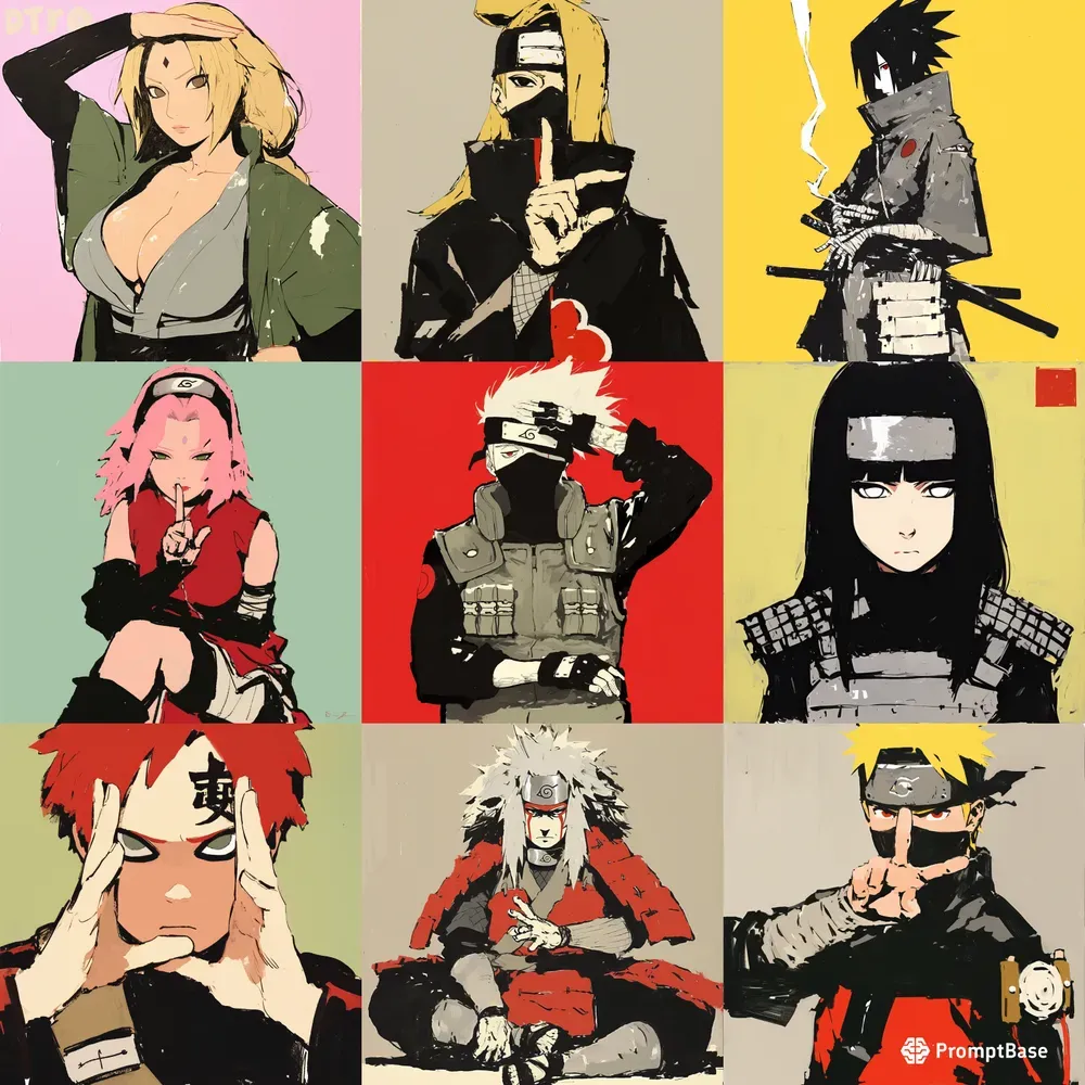 Naruto Shippuden Character Designs Midjourney Prompt | PromptBase