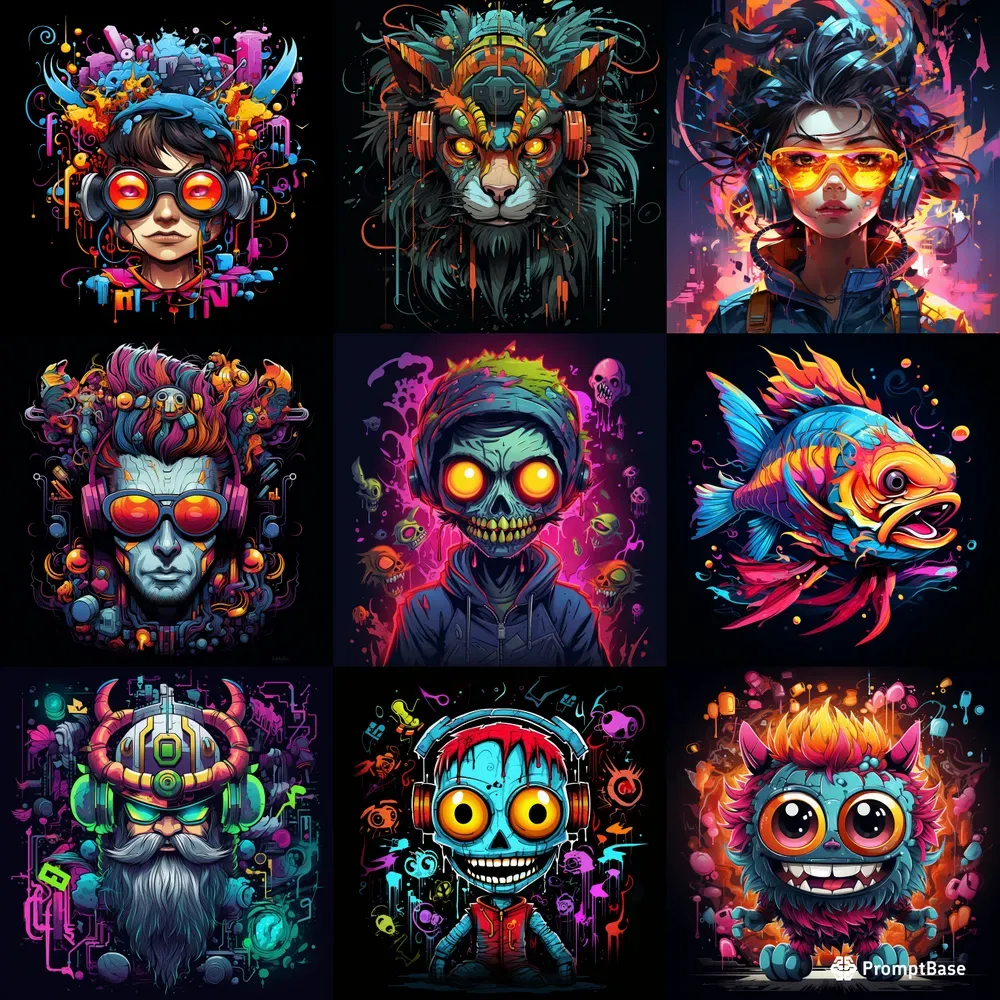 Vibrant 2D Characters Midjourney Prompt | PromptBase