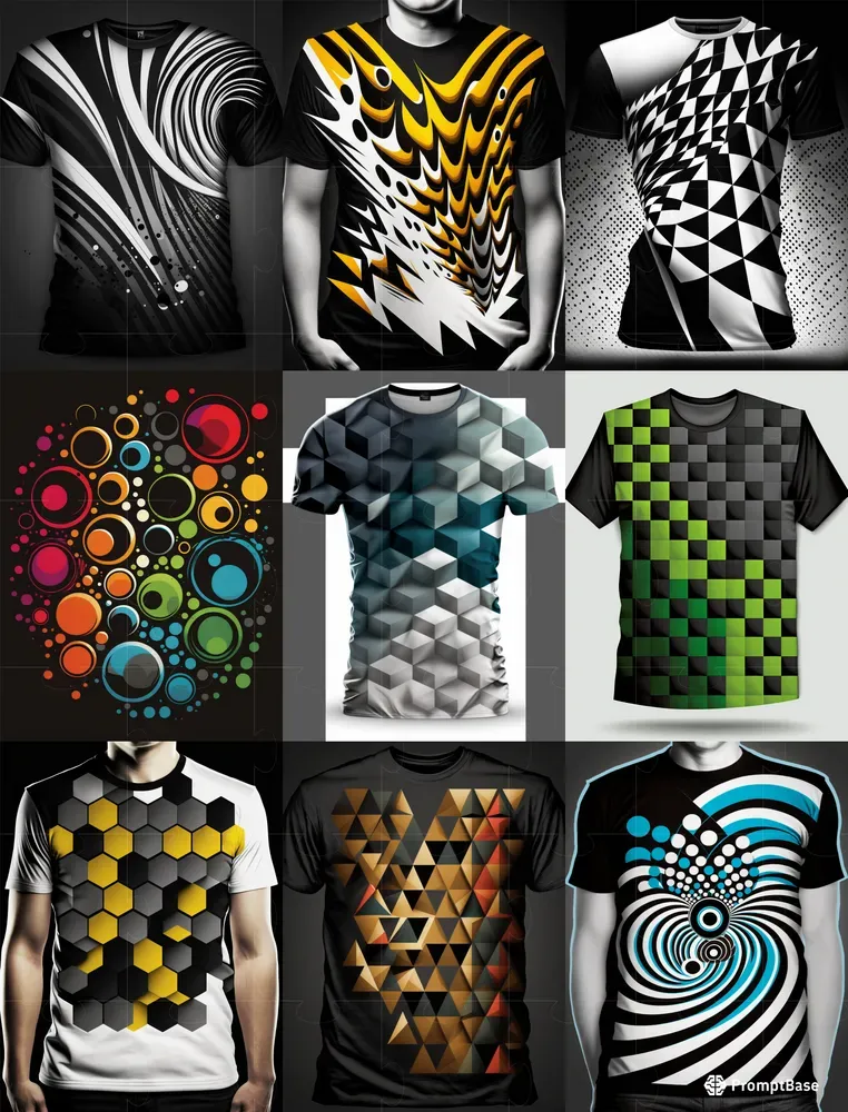 Modern Geometrics T-shirt Designs Midjourney Prompt | PromptBase