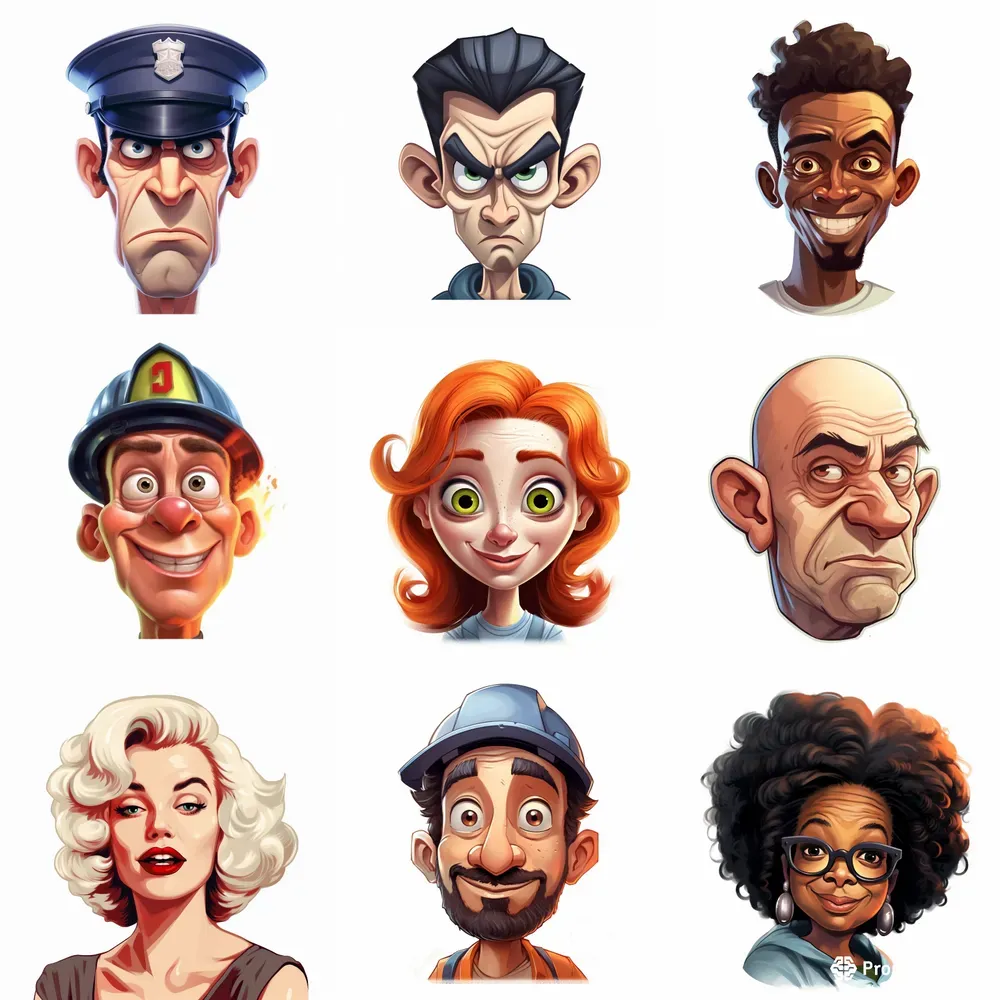 Guess Who Game Caricature Portraits Midjourney Prompt | PromptBase