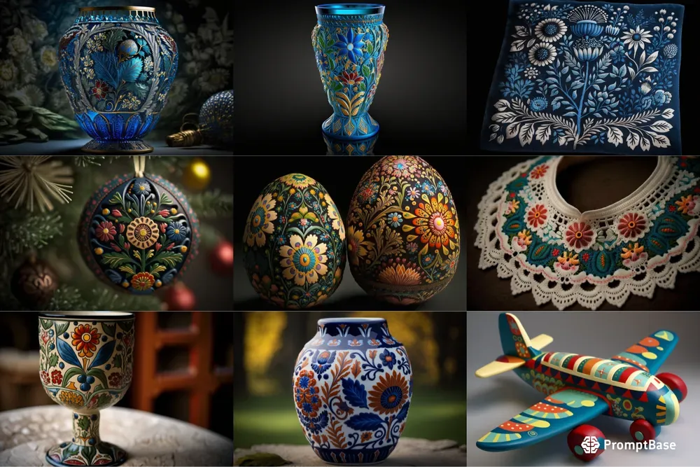 Czechoslovakian Folk Art Objects Midjourney Prompt | PromptBase