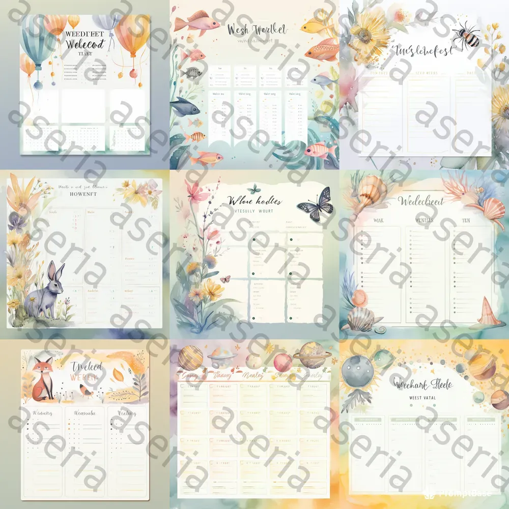 Weekly Schedule Planner Templates Midjourney Prompt | PromptBase