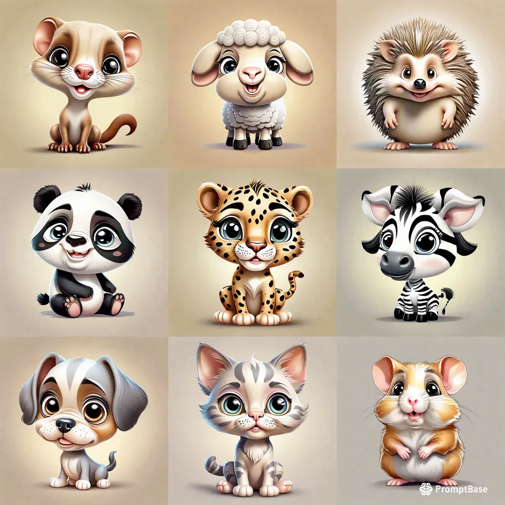 Cute Animal Digital Characters Stable Diffusion Prompt | PromptBase