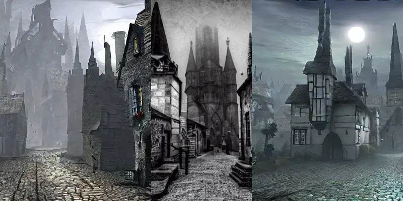 Misty Gothic Towns Hauntingly Real Stable Diffusion Prompt | PromptBase