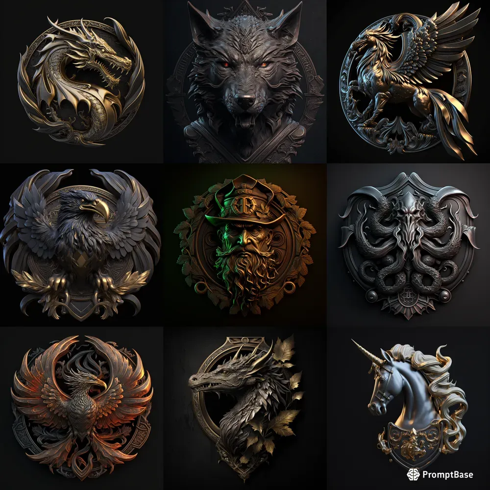 Emblems Of Fantasy Or Mythical Creatures Midjourney Prompt | PromptBase