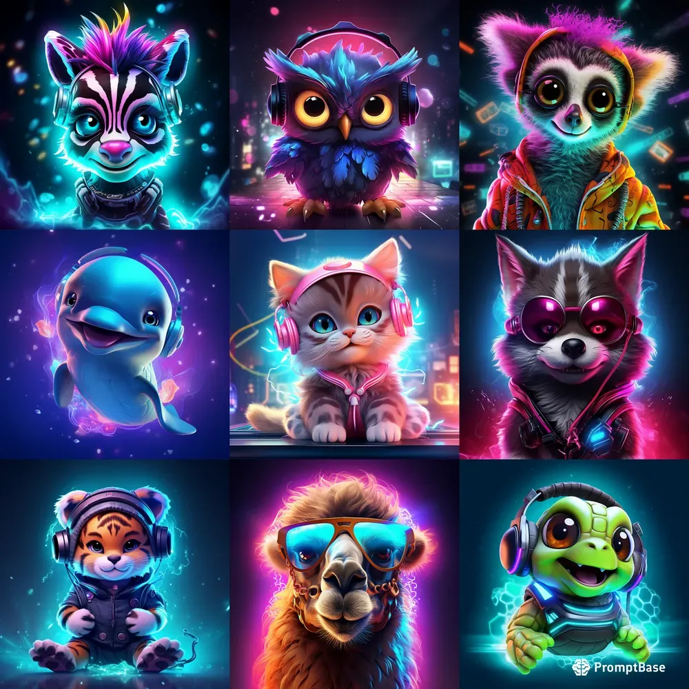 Cute Party Animals Midjourney Prompt | PromptBase