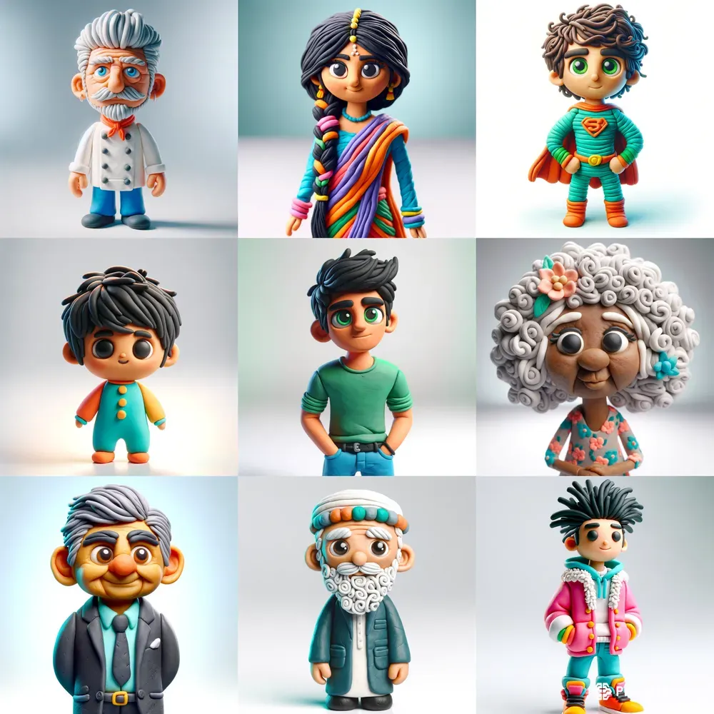 Cute Plasticine Characters DALL·E Prompt | PromptBase