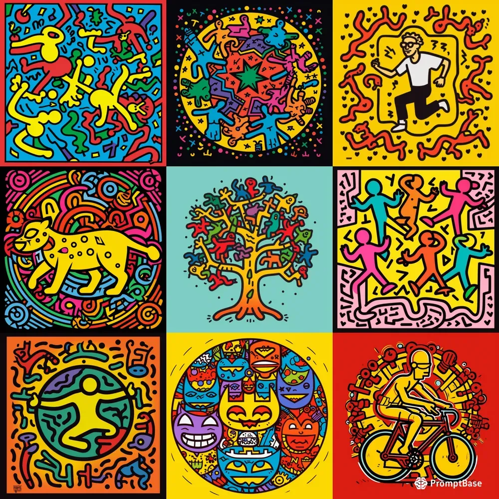 Keith Haring Style Tshirt Designs Midjourney Prompt | PromptBase