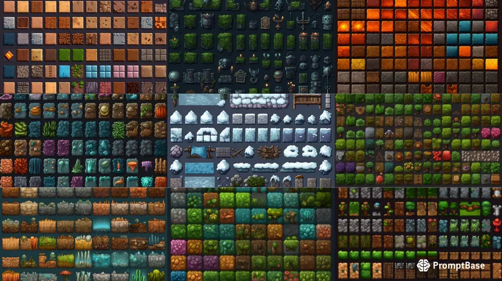 Tile Sets For 2D Games Midjourney Prompt | PromptBase