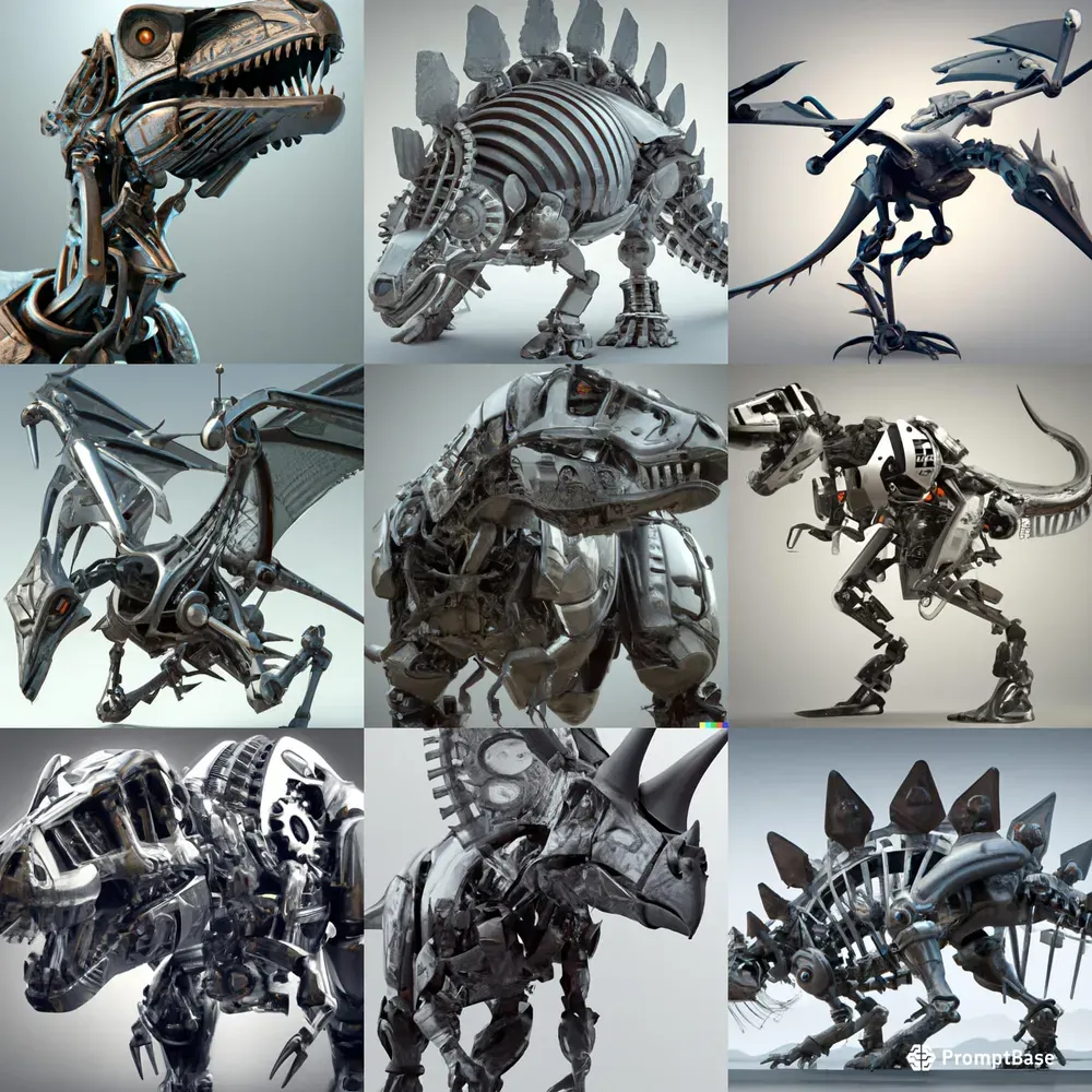 Robotic Dinosaurs DALL·E Prompt | PromptBase