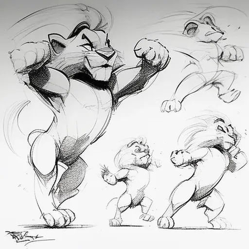 Disney Sketches Dynamic Poses Midjourney Prompt | PromptBase
