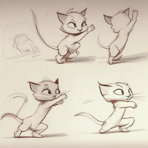 Disney Sketches Dynamic Poses Midjourney Prompt | PromptBase