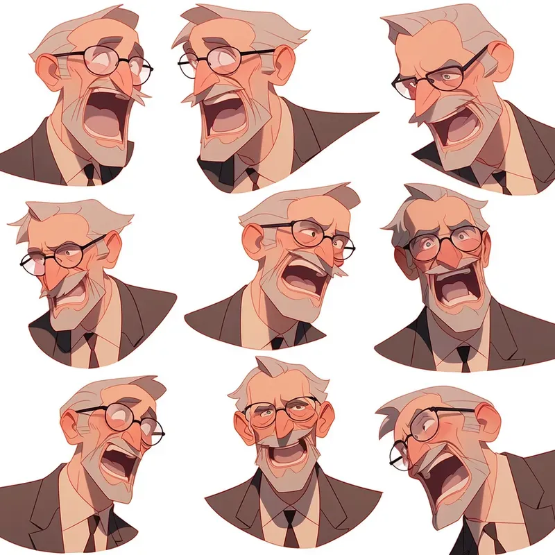 2D Animation Character Expressions Midjourney Prompt | PromptBase