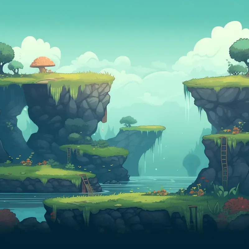 Platform Game Backgrounds Midjourney Prompt | PromptBase