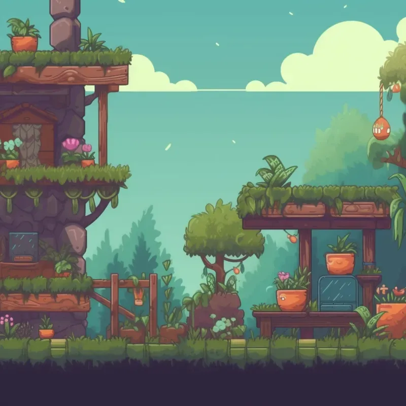 Platform Game Backgrounds Midjourney Prompt | PromptBase