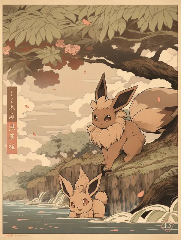 Japanese Woodblock Pokemon Prints Midjourney Prompt | PromptBase