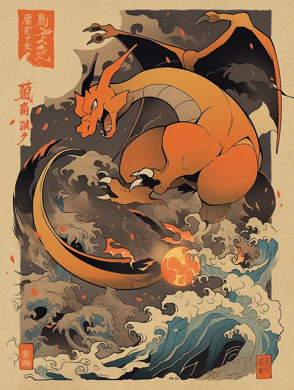 Japanese Woodblock Pokemon Prints Midjourney Prompt | PromptBase