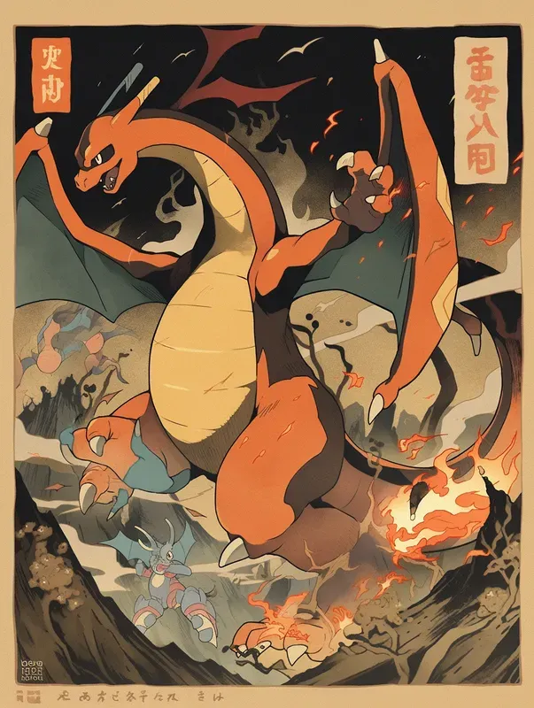 Japanese Woodblock Pokemon Prints Midjourney Prompt | PromptBase