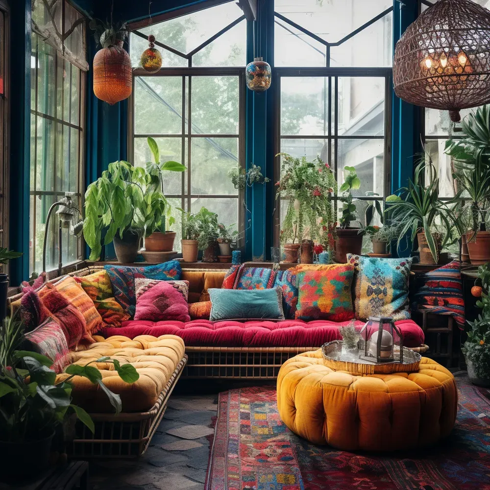 Bohemian Chic Interior Designs Midjourney Prompt | PromptBase