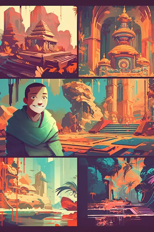 Psychedelic Scenic Comic Book Pages Midjourney Prompt | PromptBase