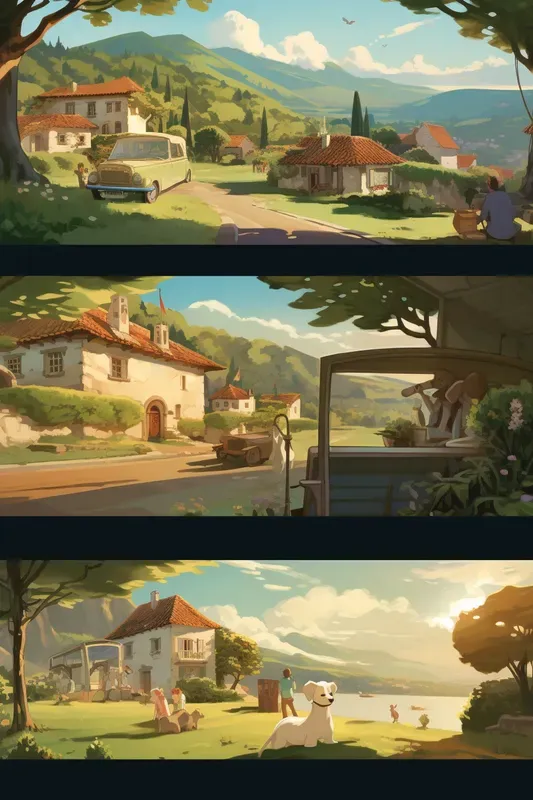 Cozy Scenic Comic Book Pages Midjourney Prompt | PromptBase