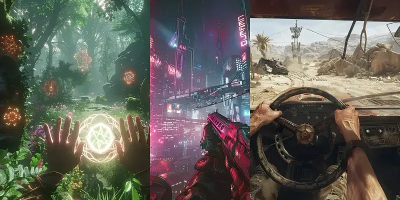 Firstperson Video Game Screenshots Generator App | PromptBase