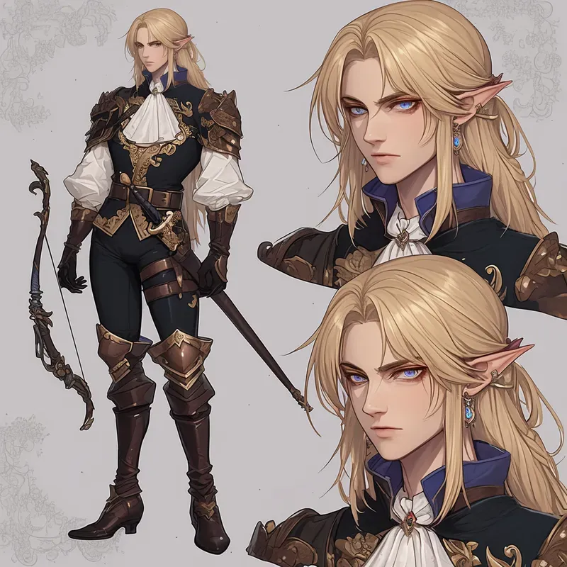 High Fantasy Male Character Sheets Midjourney Prompt | PromptBase