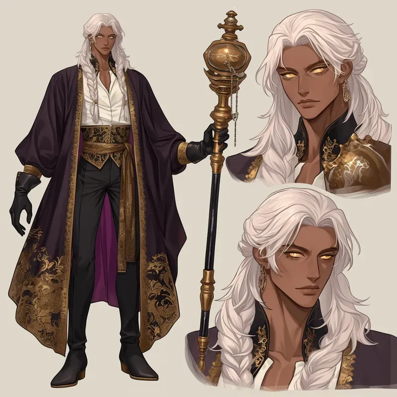 High Fantasy Male Character Sheets Midjourney Prompt | PromptBase