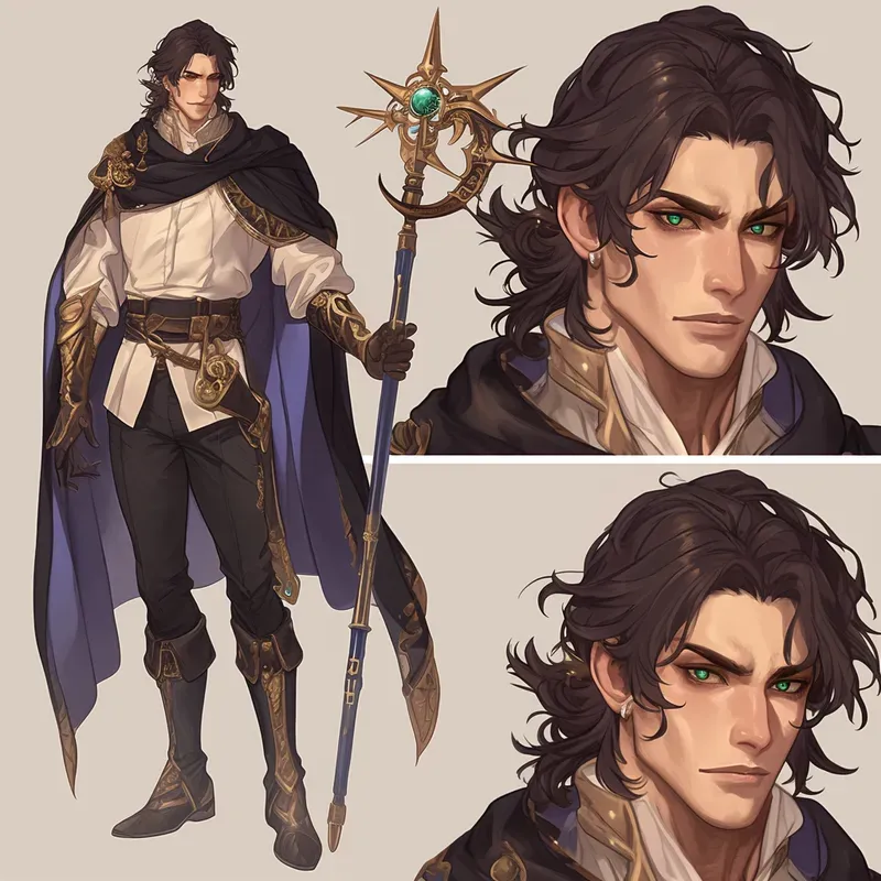 High Fantasy Male Character Sheets Midjourney Prompt | PromptBase