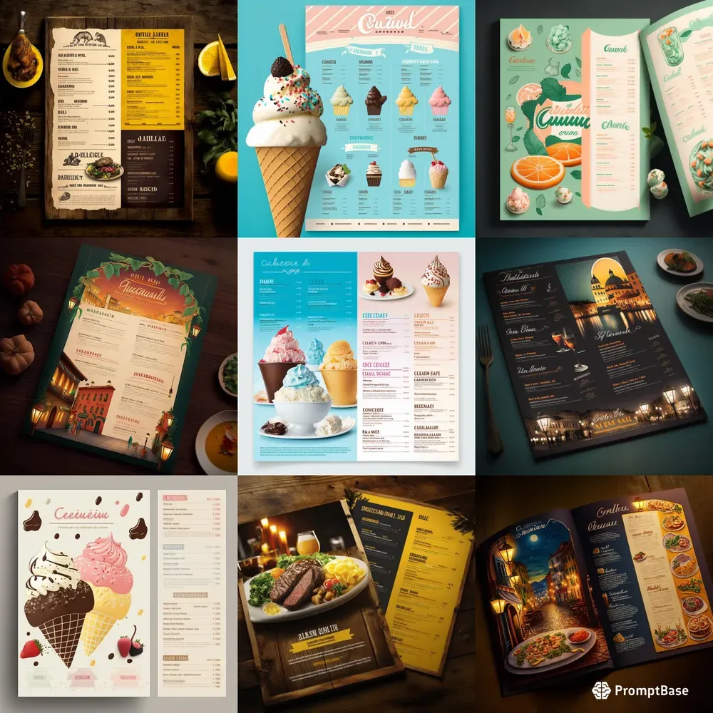Custom Restaurant Menu Renders Midjourney Prompt | PromptBase