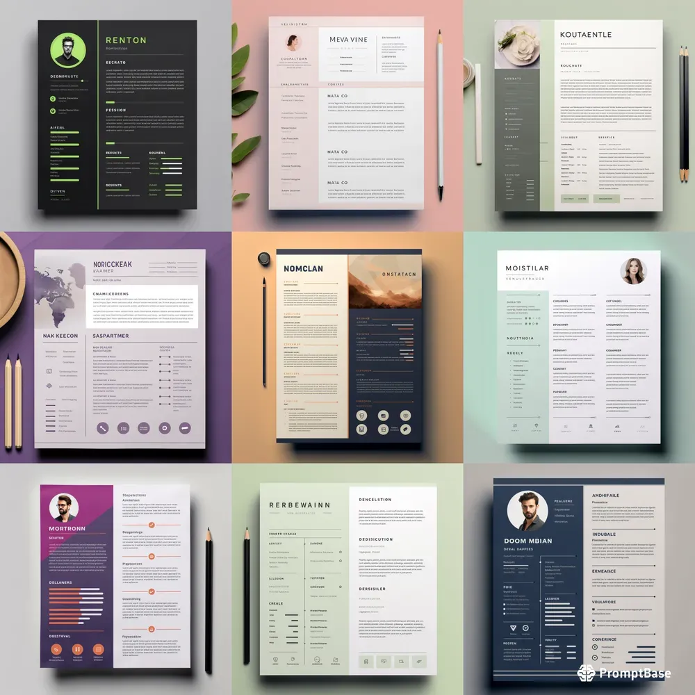 CV Templates In Various Colors Midjourney Prompt | PromptBase