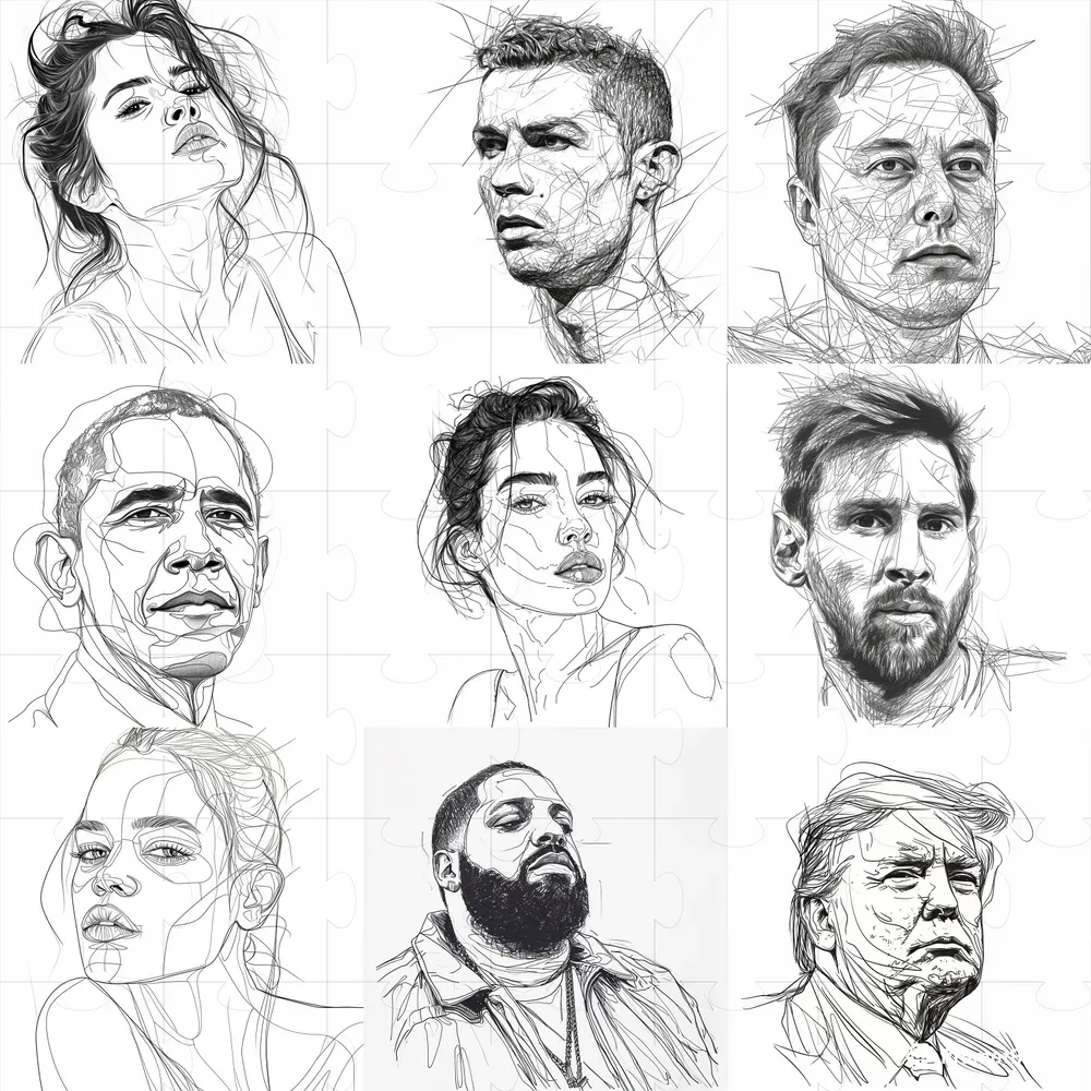 Pencil Portraits Of Famous People Midjourney Prompt | PromptBase