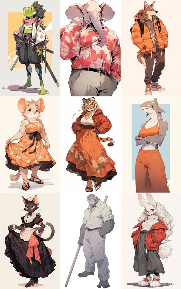 Humanoid Animals For Visual Novels Anime Midjourney Prompt | PromptBase