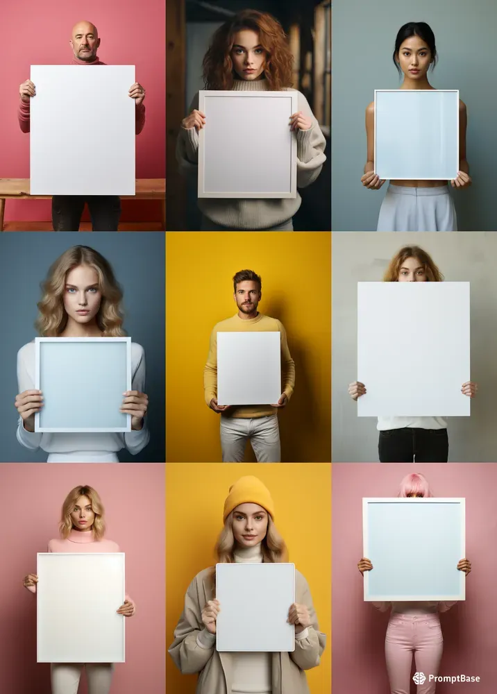 Person Square Photo Frame Mockups Midjourney Prompt | PromptBase
