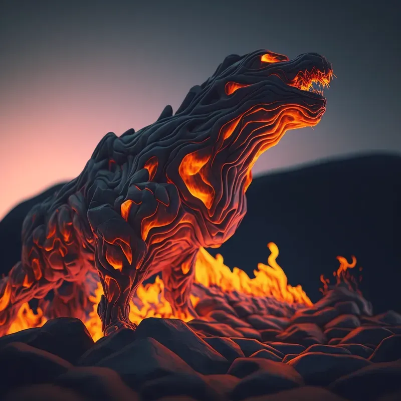 Premium Unique Flaming Lava Sculptures Midjourney Prompt | PromptBase