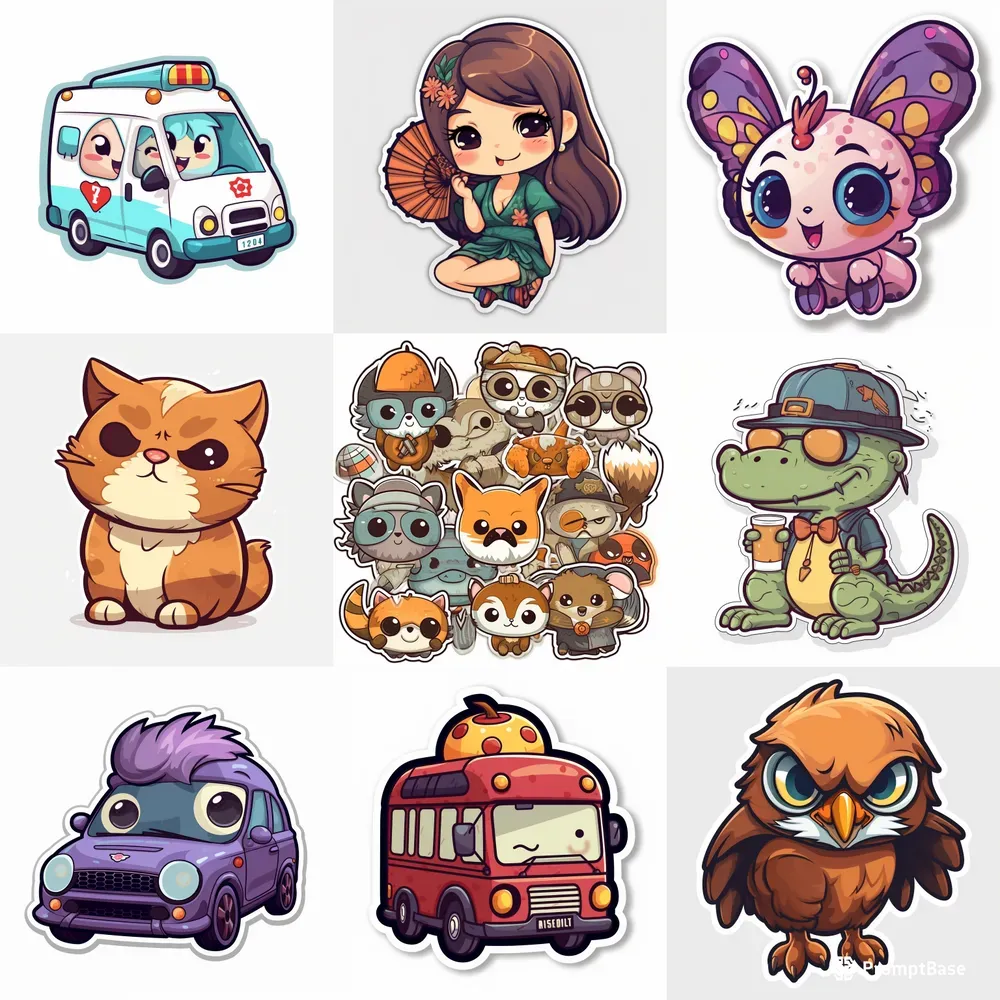 Cute Stickers In High Resolution Midjourney Prompt | PromptBase