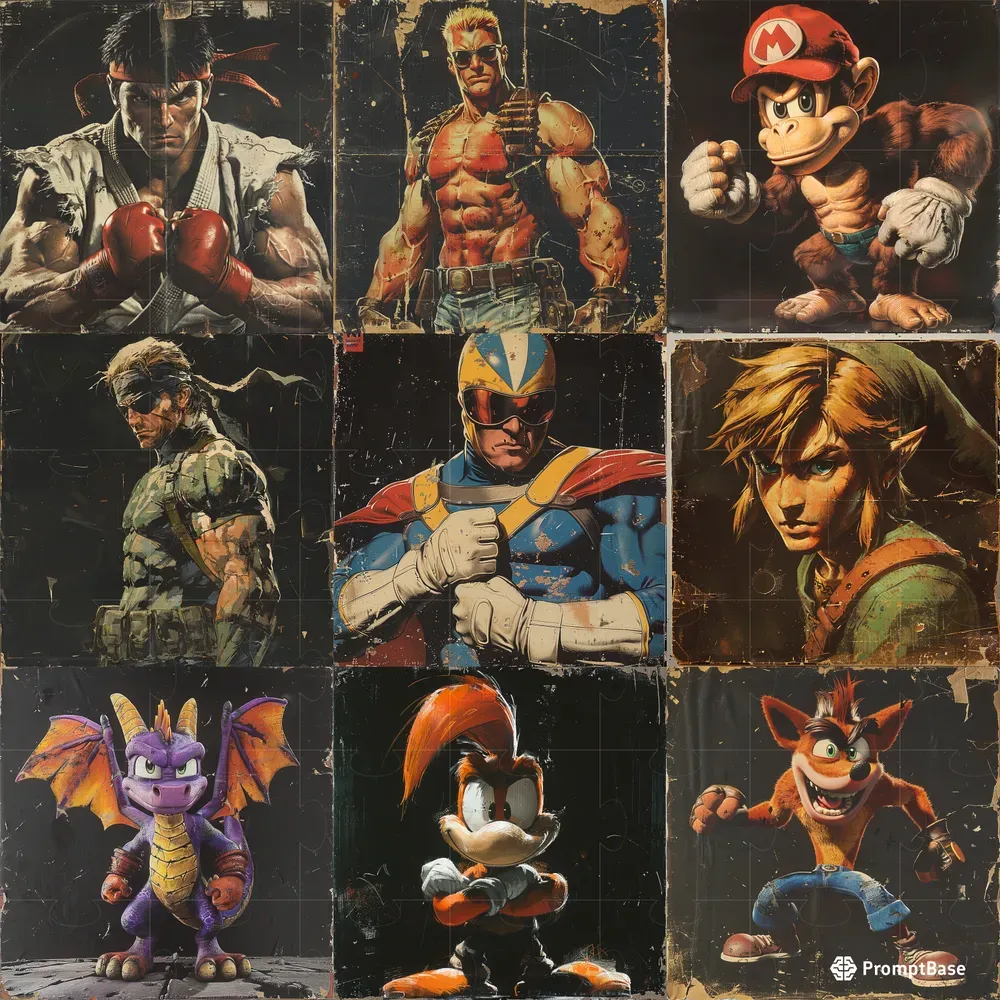 Video Game Characters From The 90s Midjourney Prompt | PromptBase