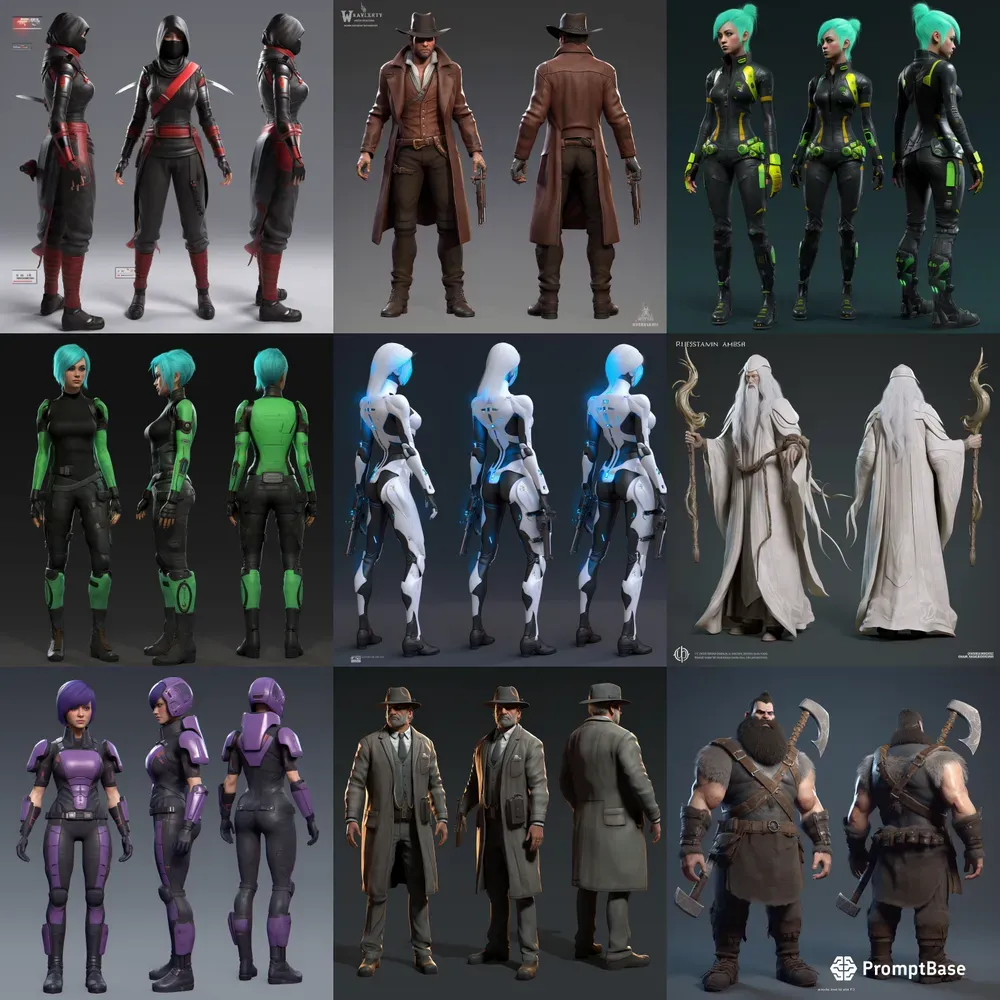 3d Character Reference Sheets Midjourney Prompt Promptbase