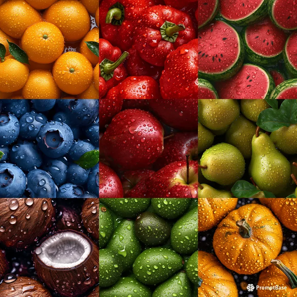 Fruit And Vegetable Seamless Patterns HD Midjourney Prompt | PromptBase