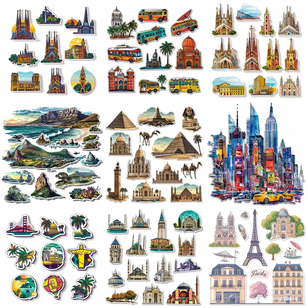 Premium City Stickers Midjourney Prompt | PromptBase