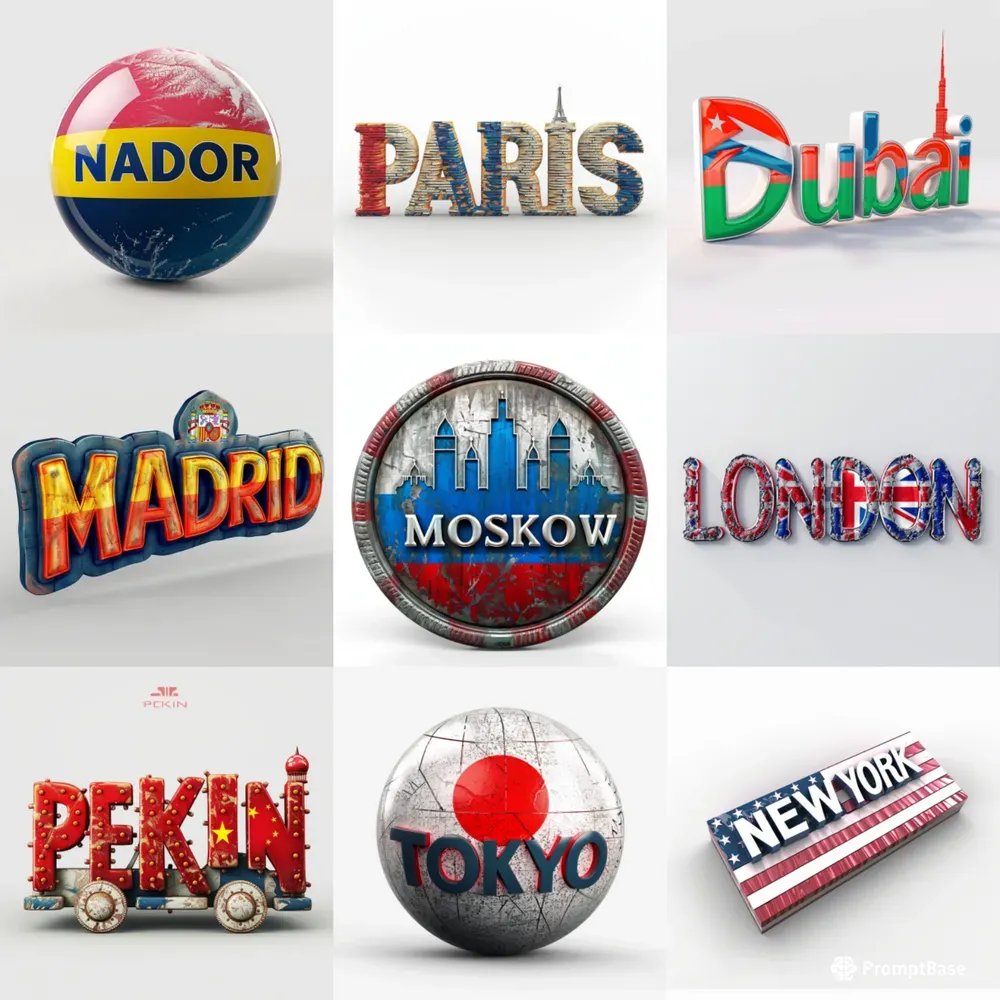 Global Cities Flag Logos Collections Midjourney Prompt | PromptBase