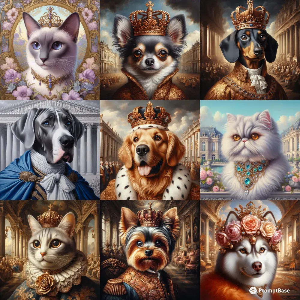 Royal Pets Portraits DALL·E Prompt | PromptBase