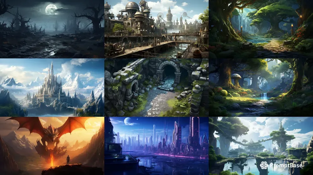 RPG Games Landscapes Midjourney Prompt | PromptBase