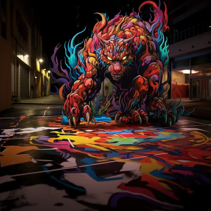 Emerging Creature Street Art Midjourney Prompt | PromptBase