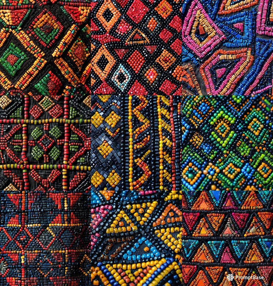African Beadwork Fabric Patterns Midjourney Prompt | PromptBase