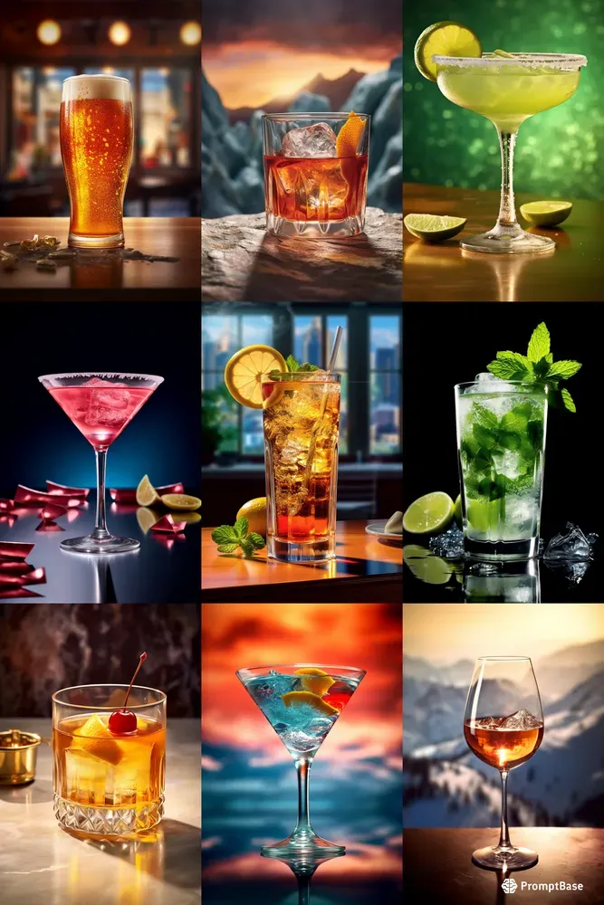 Enticing Photorealistic Beverage Visuals Midjourney Prompt | PromptBase