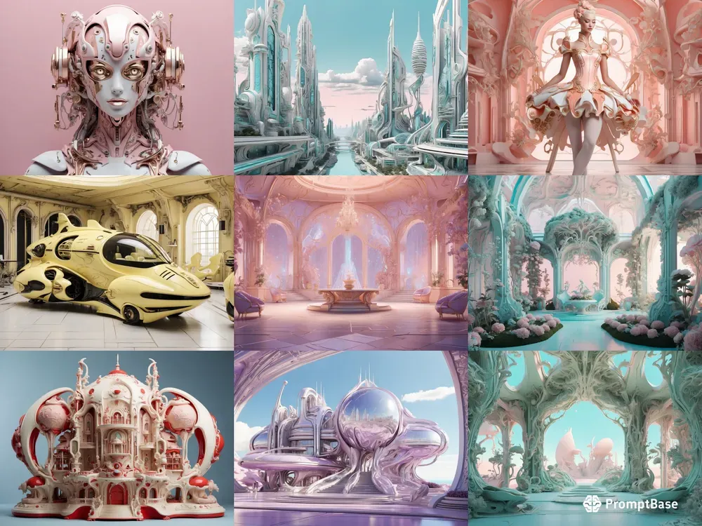 Rococo Scifi Pastel Artworks Leonardo Ai Prompt | PromptBase